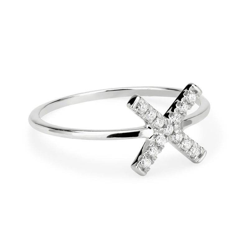 Luxle Diamond X Ring in 18k White Gold For Sale at 1stDibs