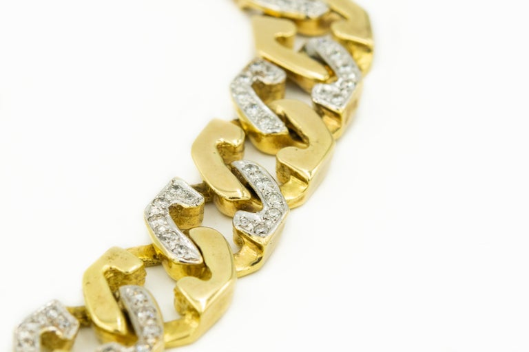 Diamond Yellow Gold Geometric Cuban Link Chain Collar Choker Necklace ...