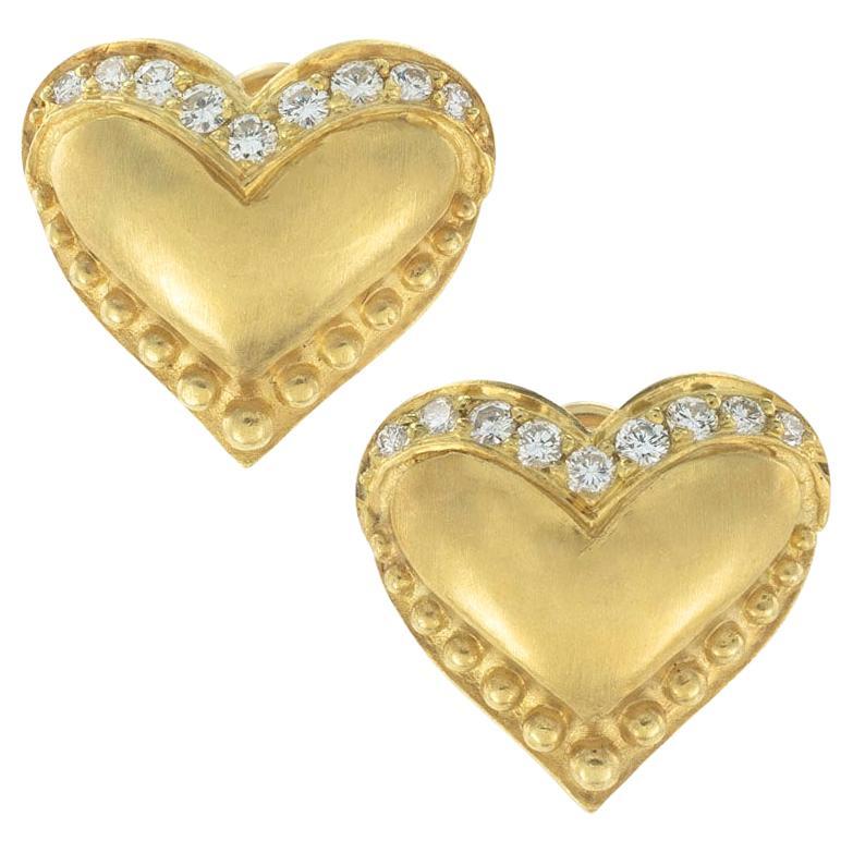 Cartier Diamond Gold Heart Shaped Earrings at 1stDibs | gold heart ...