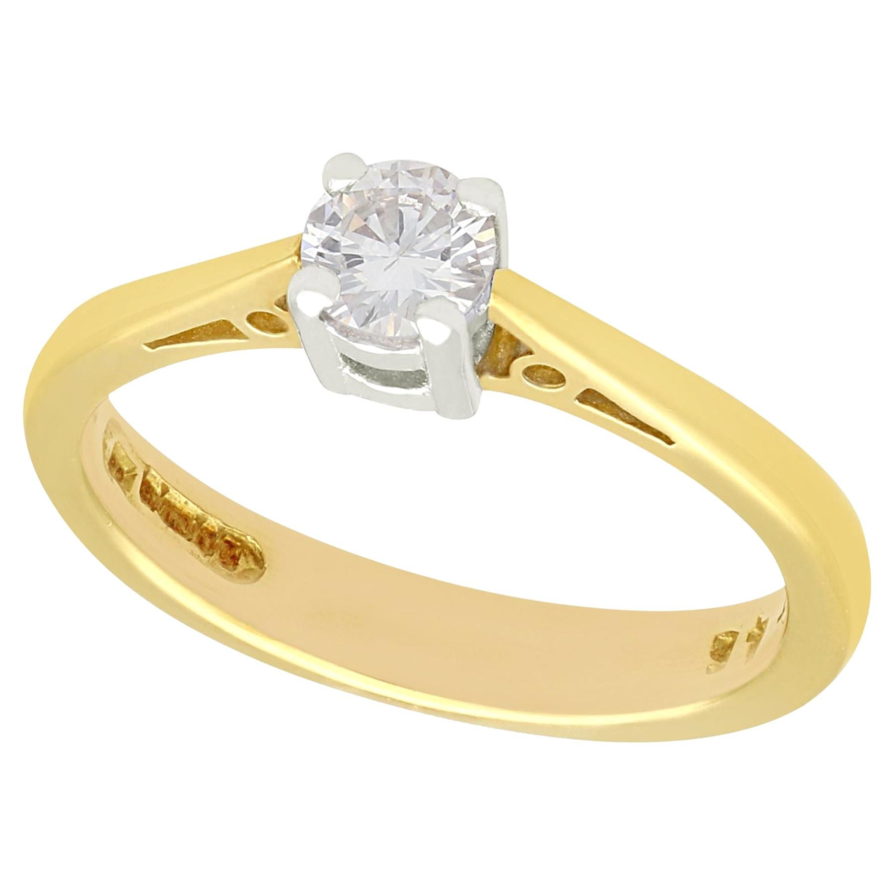 Ladies Solitaire Yellow Gold Diamond Engagement Ring For Sale at 1stDibs