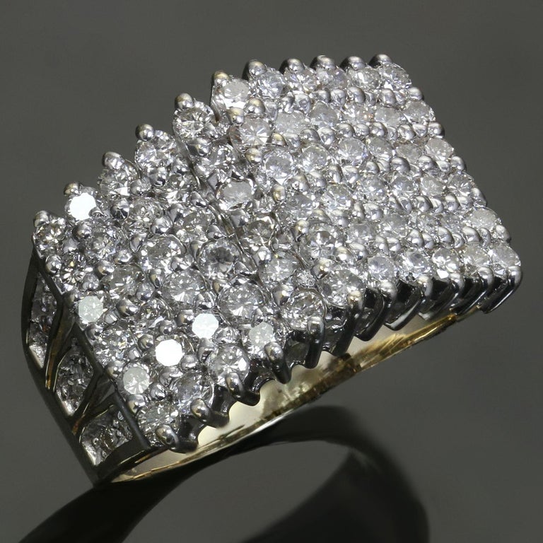Diamond Yellow White Gold Pyramid Ring For Sale at 1stDibs