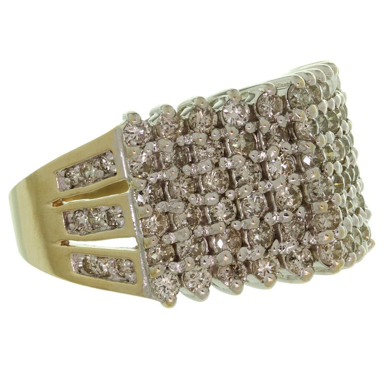 Diamond Yellow White Gold Pyramid Ring For Sale at 1stDibs