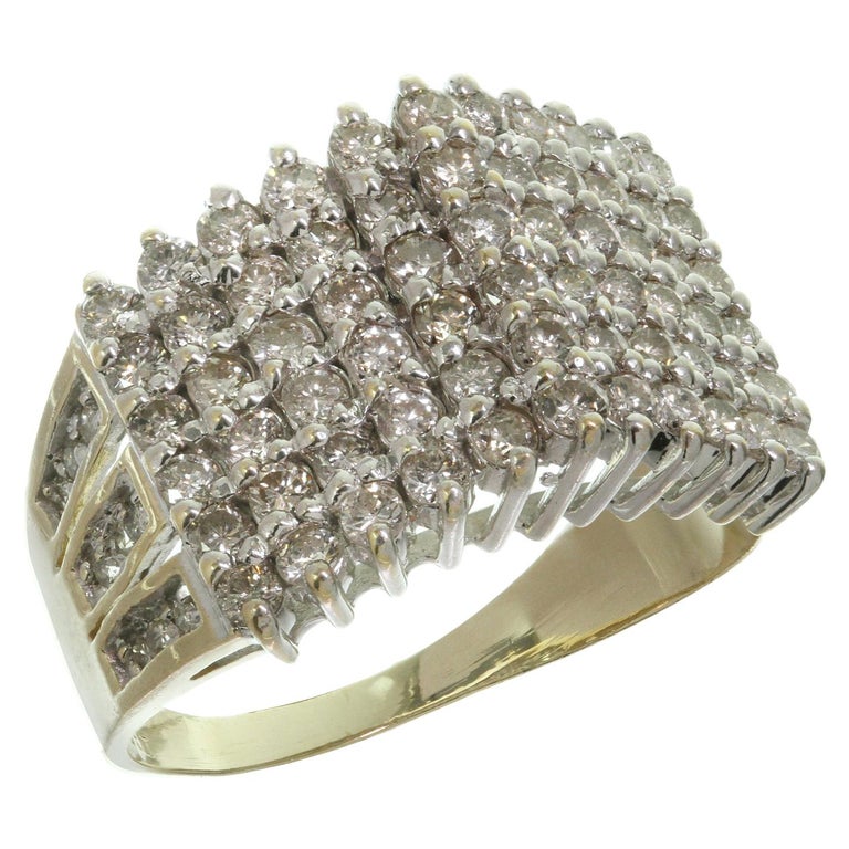 Diamond Yellow White Gold Pyramid Ring For Sale at 1stDibs