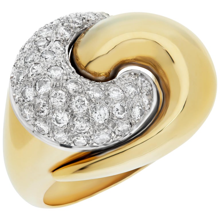Diamond Yin-Yang Ring in 18k and Pave Diamonds, 1.00 Carats For Sale at ...