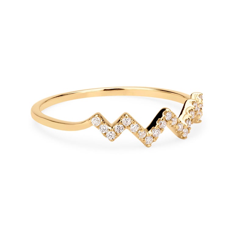 Luxle Diamond Zig Zag Ring in 18k Yellow Gold For Sale at 1stDibs