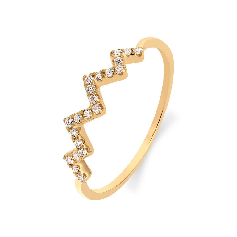 Luxle Diamond Zig Zag Ring in 18k Yellow Gold For Sale at 1stDibs