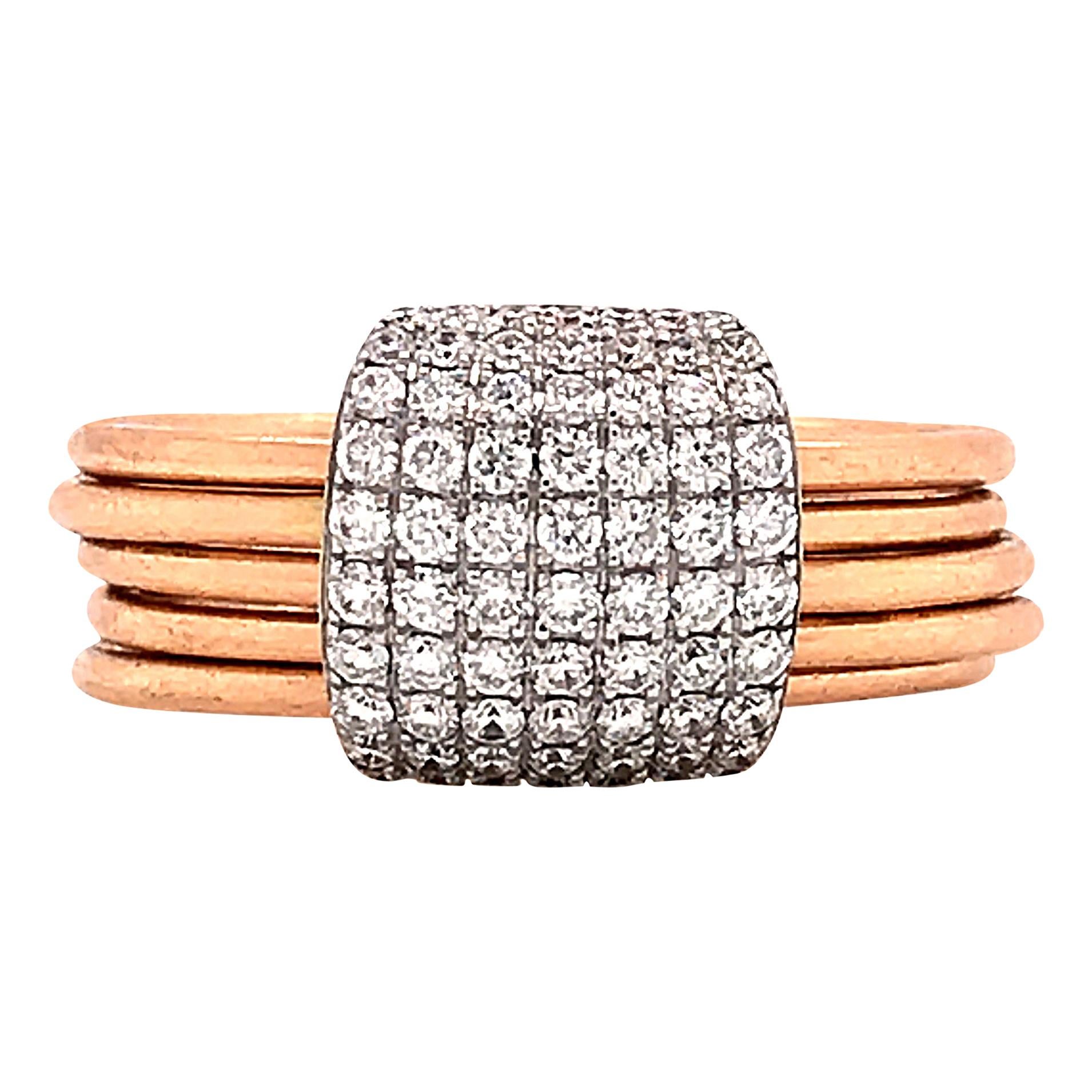 White Diamonds and Rose Gold 18 Karat Fashion Square Ring For Sale at ...