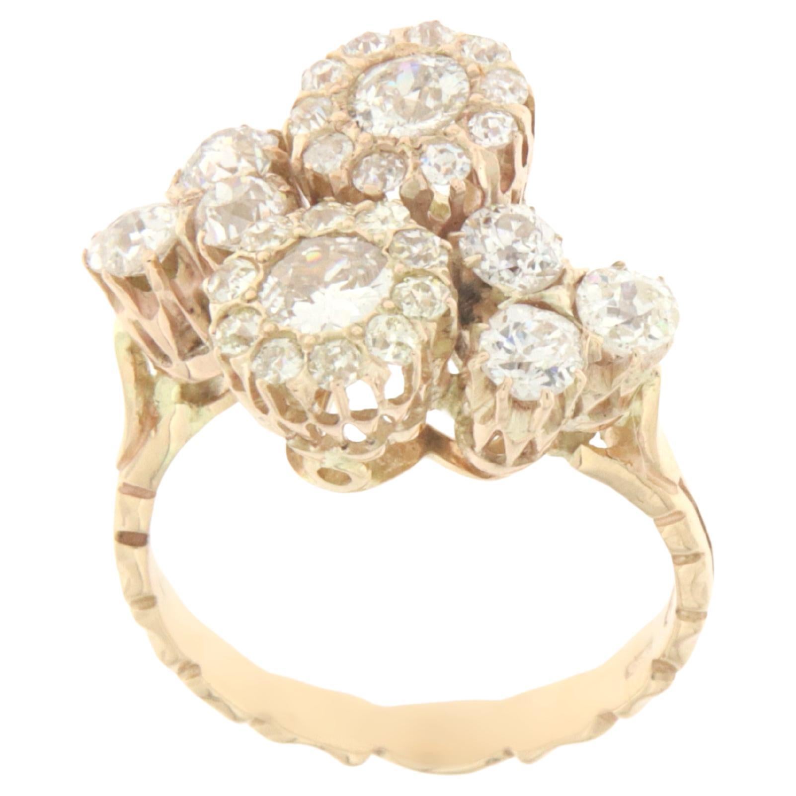 Diamond Tower Dome Chevron Cocktail Ring 14 Karat Yellow Gold F-G / VS ...
