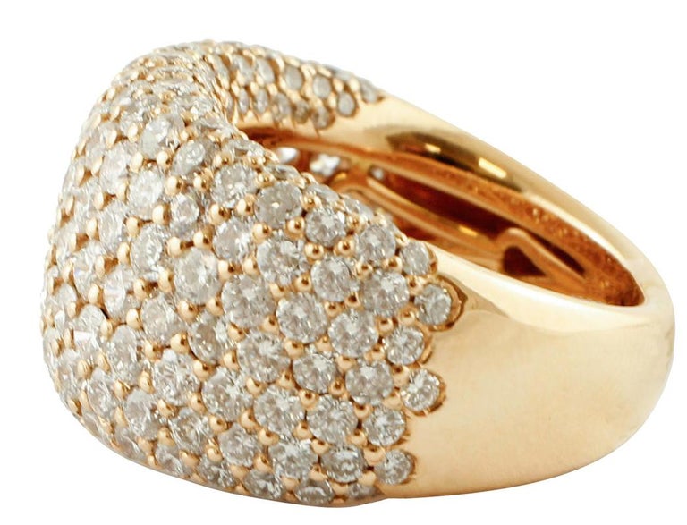 Diamonds, 18 Karat Rose Gold Band Ring For Sale at 1stDibs