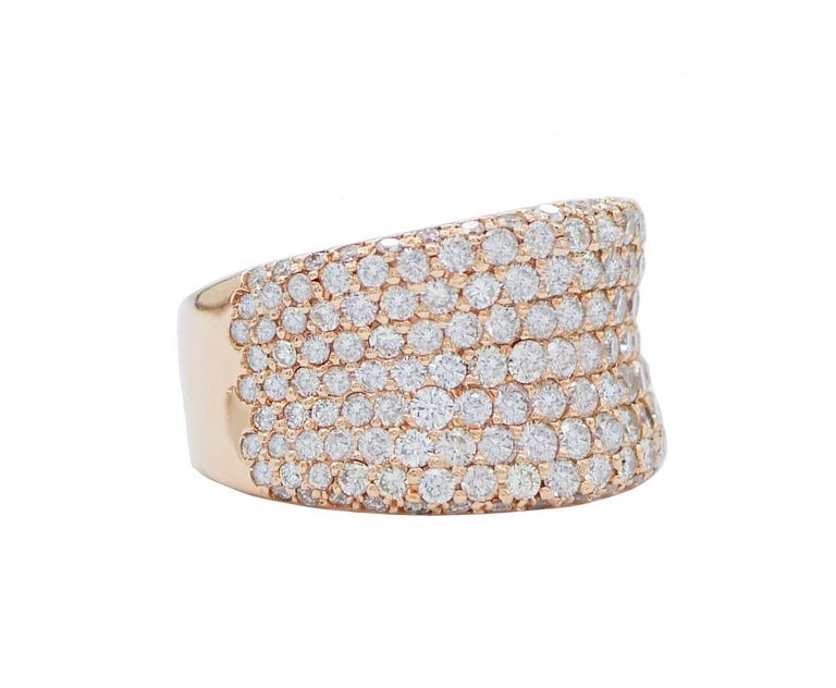 Diamonds, 18 Karat Rose Gold Band Ring For Sale at 1stDibs