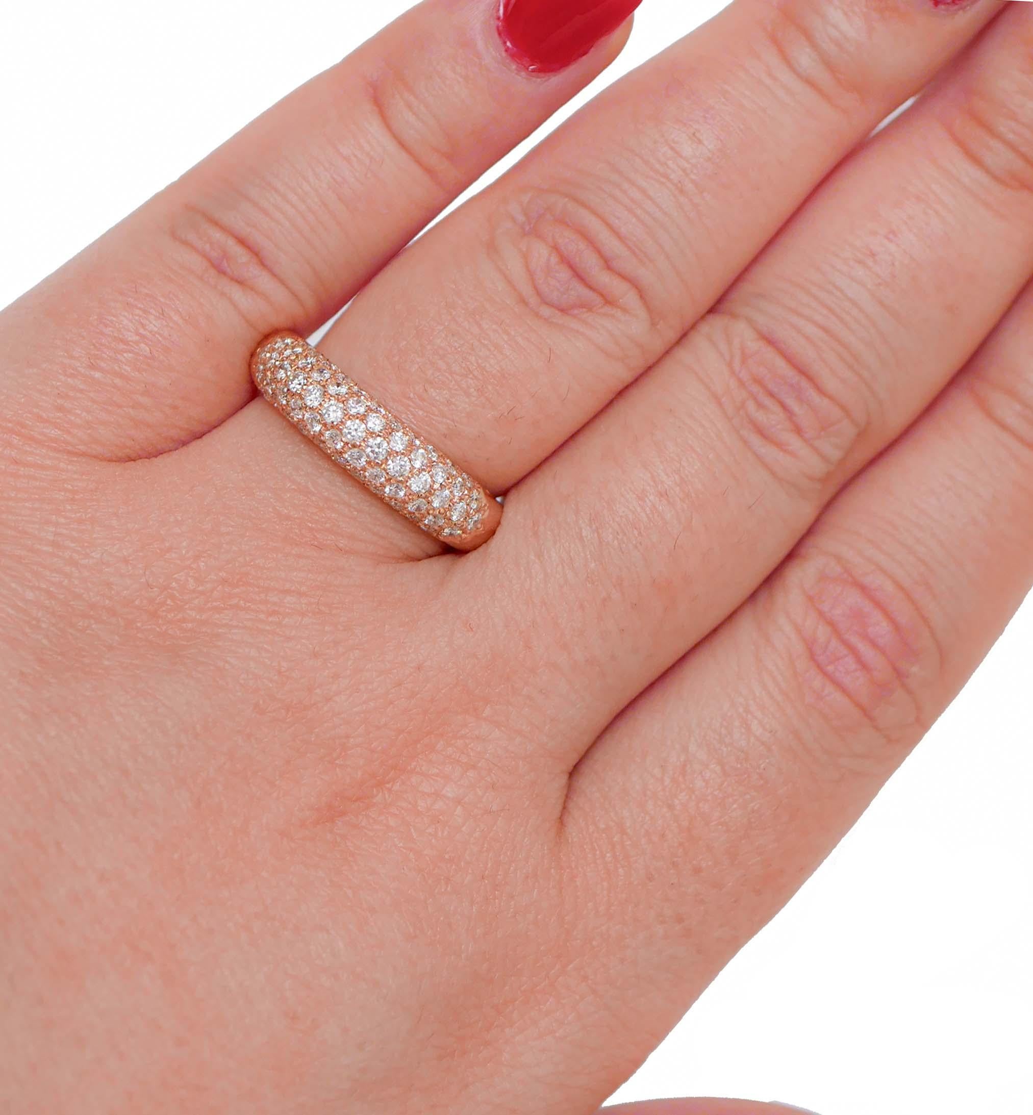 Diamonds, 18 Karat Rose Gold Modern Ring. For Sale at 1stDibs