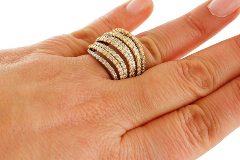 Diamonds, 18 Karat White, Rose and Yellow Gold Band Ring For Sale at ...