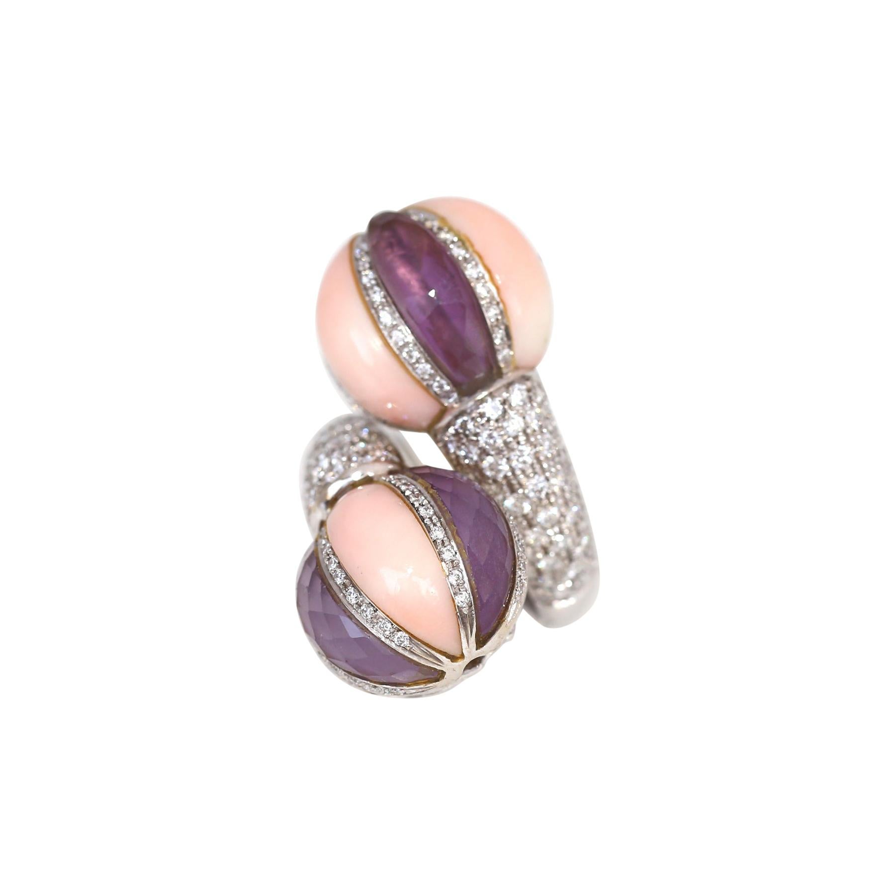 White Diamond White Gold Ring, the Angel Wing Ring For Sale at 1stDibs