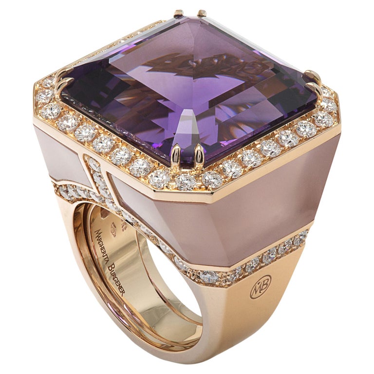 Diamonds Amethyst Pink Quartz 18 Karat Rose Gold Made in Italy Cocktail ...
