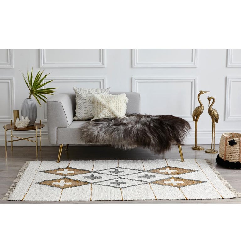 Diamonds and Crosses Totem Rug in Cream Large For Sale at 1stDibs