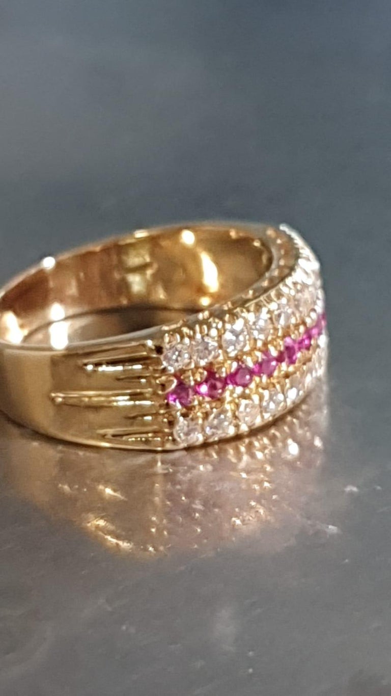 Diamonds and Rubies Pavé Set Band Ring at 1stDibs