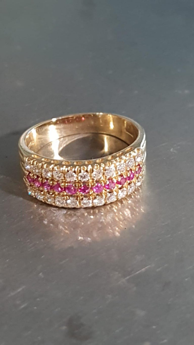 Diamonds and Rubies Pavé Set Band Ring at 1stDibs