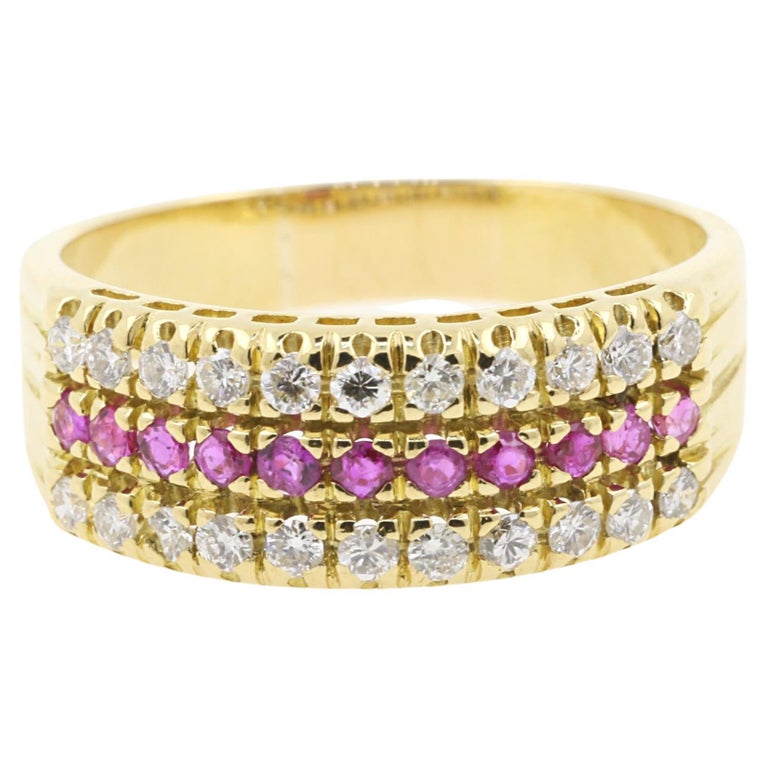 Diamonds and Rubies Pavé Set Band Ring at 1stDibs