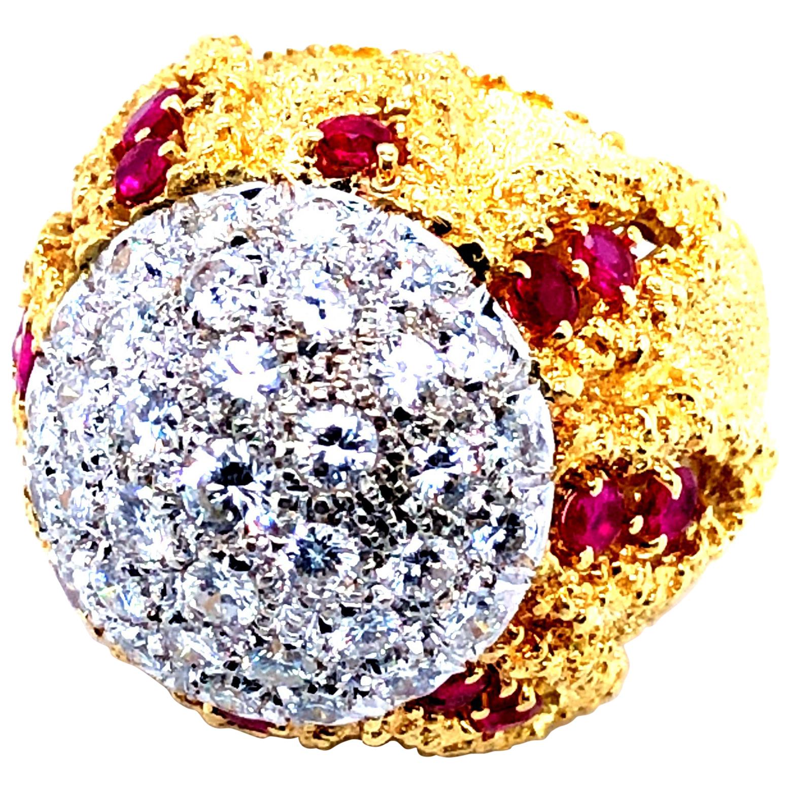 Multicolored Gemstone Domed Band Ring at 1stDibs