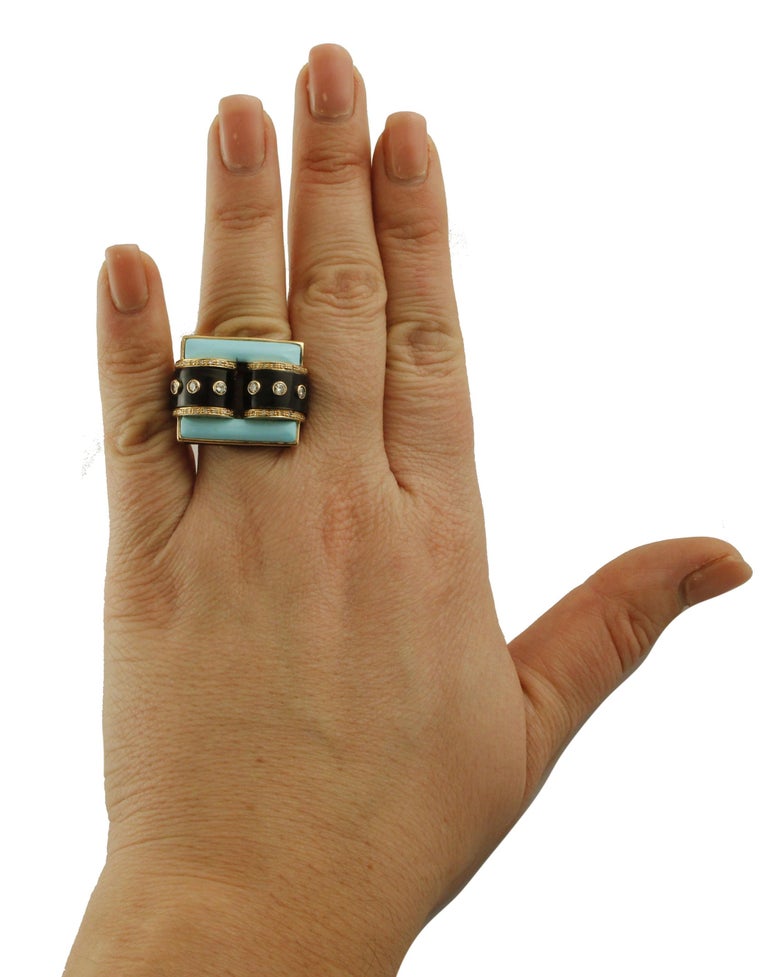 Diamonds, Brown Hard Stone, Turquoise Rose Gold Buckle Shape Fashion ...