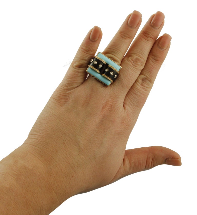 Diamonds, Brown Hard Stone, Turquoise Rose Gold Buckle Shape Fashion ...