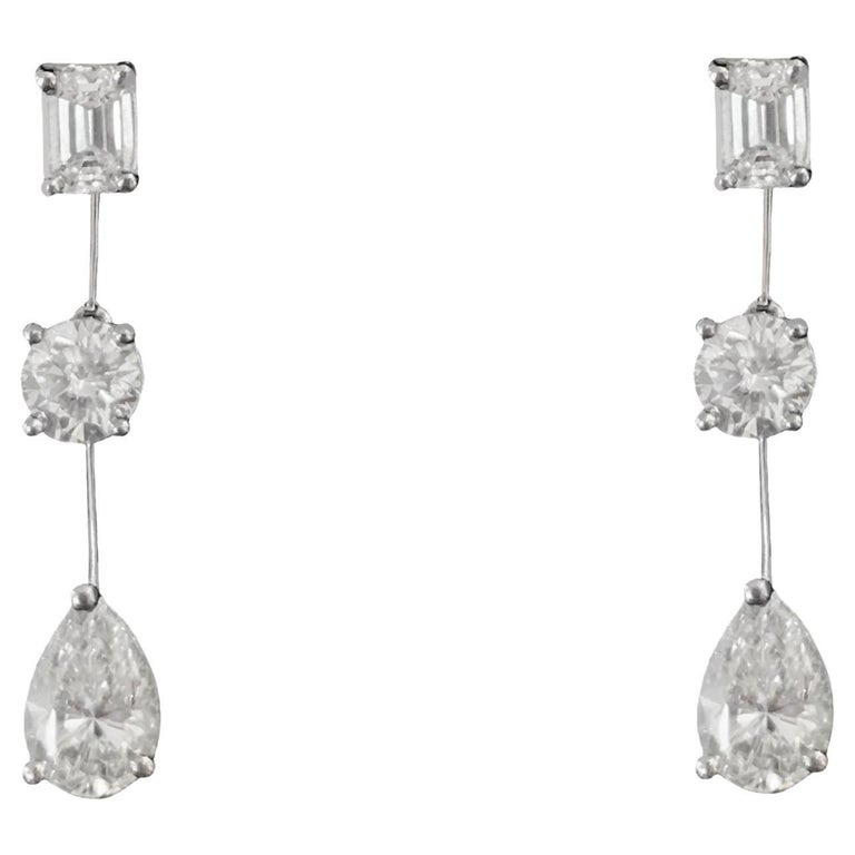 Diamonds Drop Earrings in Platinum with Diamonds For Sale at 1stDibs