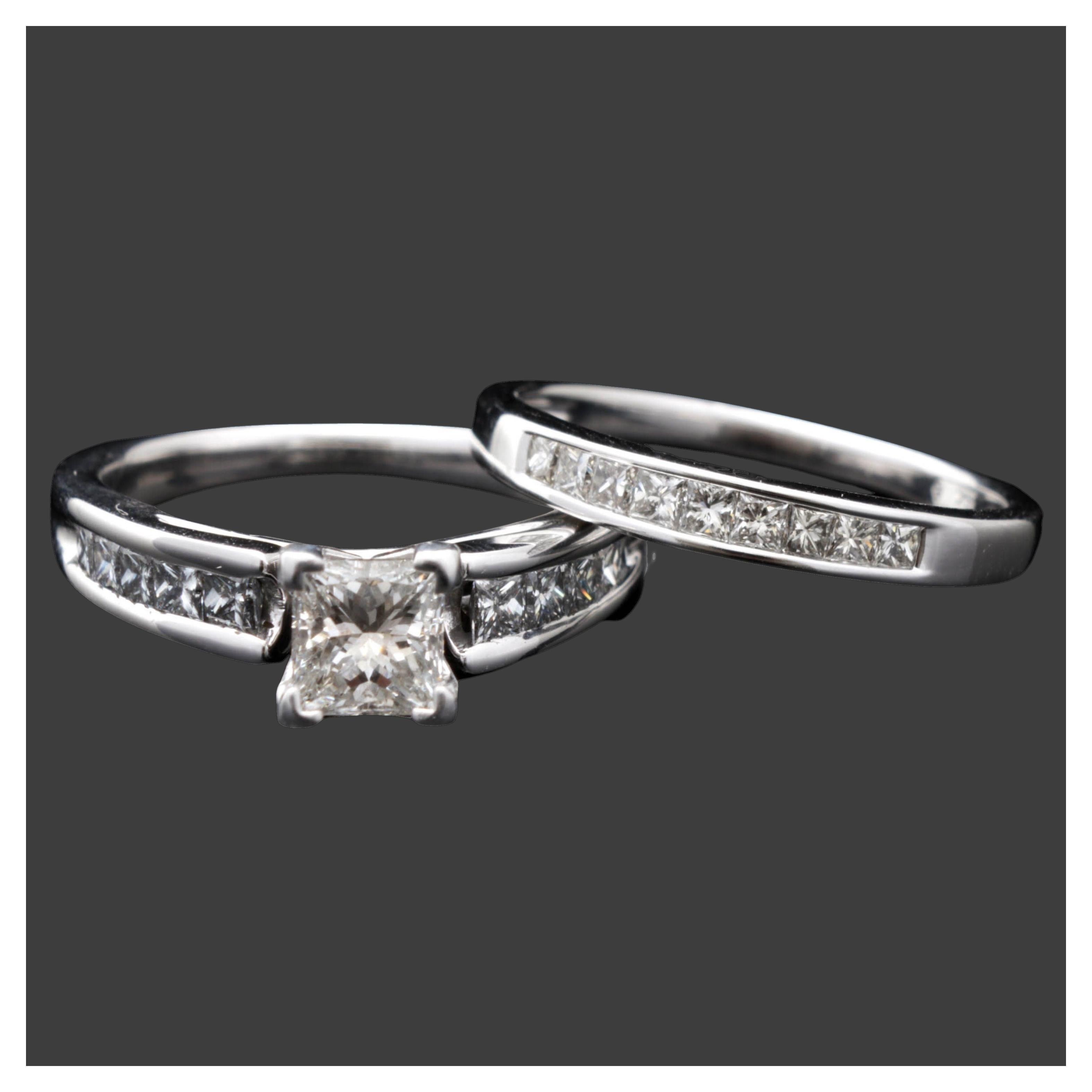 Customizable Radiant Cut Diamonds Engagement Ring Set Diamonds Bridal Wedding Set For Sale at ...
