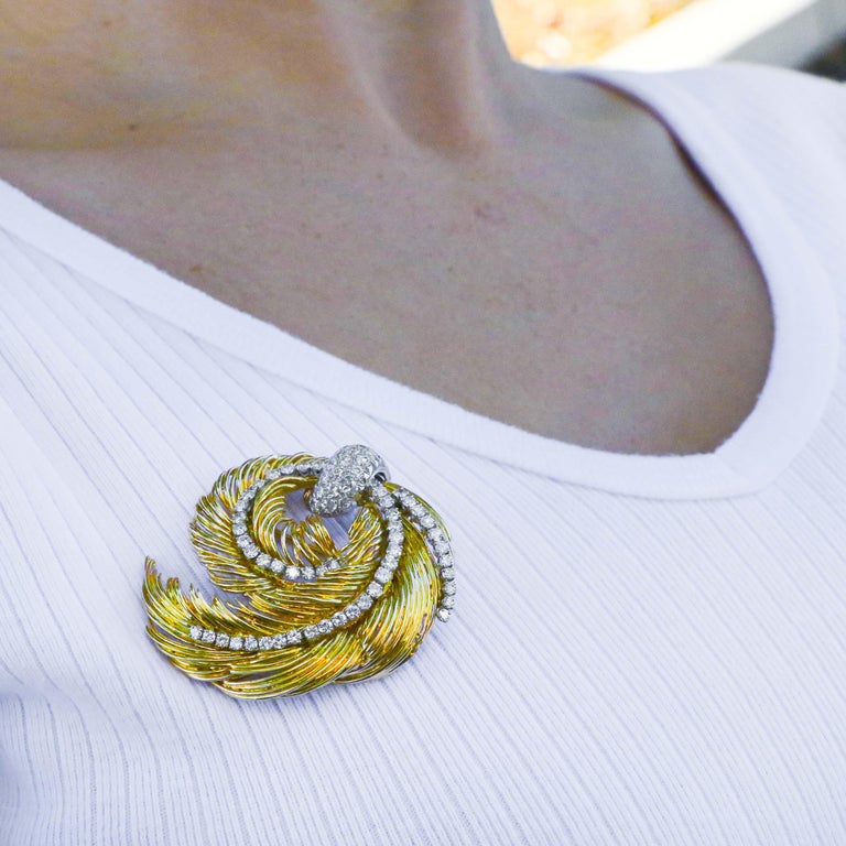 Diamonds Floral Brooch Signed Ruser at 1stDibs | william ruser jewelry