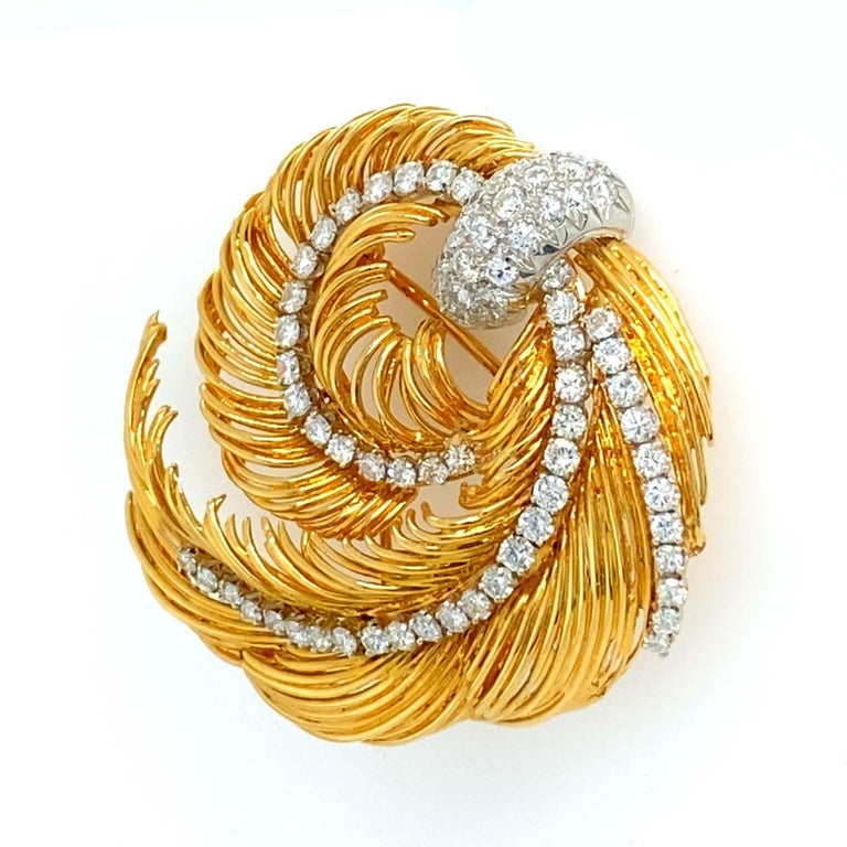 Diamonds Floral Brooch Signed Ruser at 1stDibs | william ruser jewelry