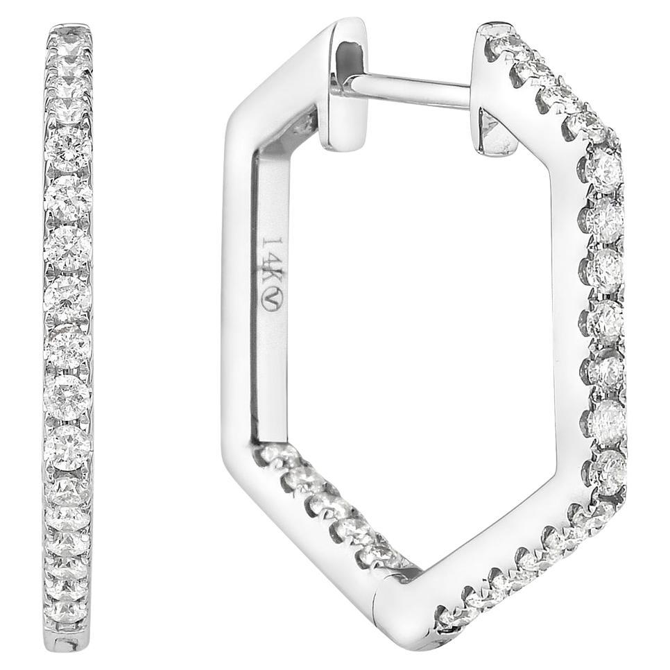 Round Brilliant Diamond Inside Out Hoop Earrings For Sale at 1stDibs