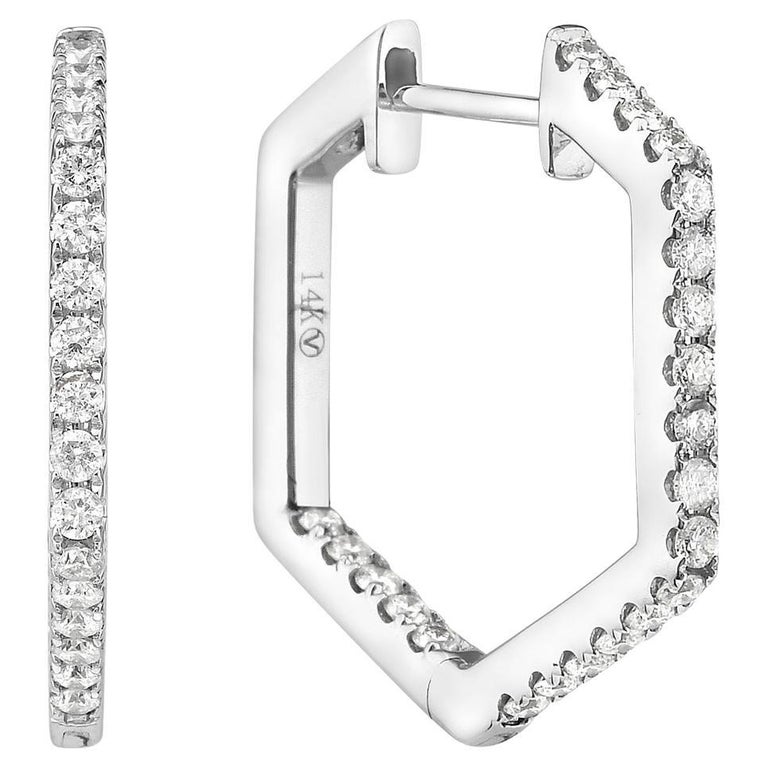 Diamonds Inside and Out Octagon Hoop Earrings For Sale at 1stDibs
