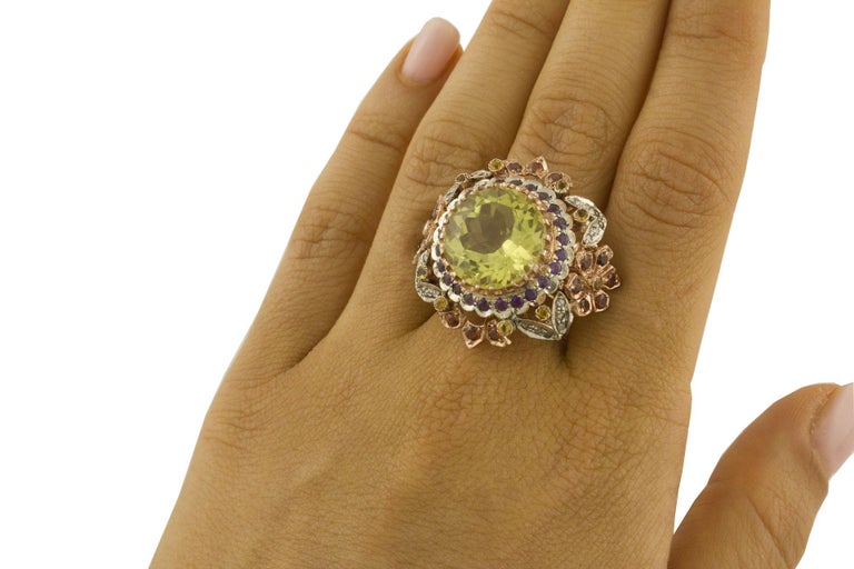 Diamonds Lemon Citrine Amethysts Yellow Topazes Garnets Rose Gold ...