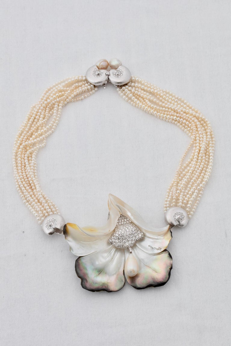 Diamonds Ming Dynasty Pearls Platinum Abalone Shell Necklace John ...