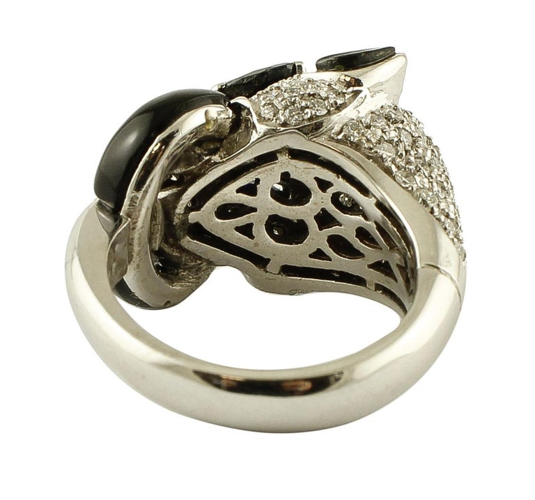 Diamonds, Onyx, 14 Karat White Gold Bull Ring For Sale at 1stDibs ...