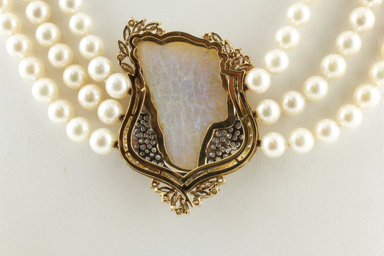 Diamonds, Opals, Akoya Pearls, 18 Karat Gold, Multi-Strands Beaded ...