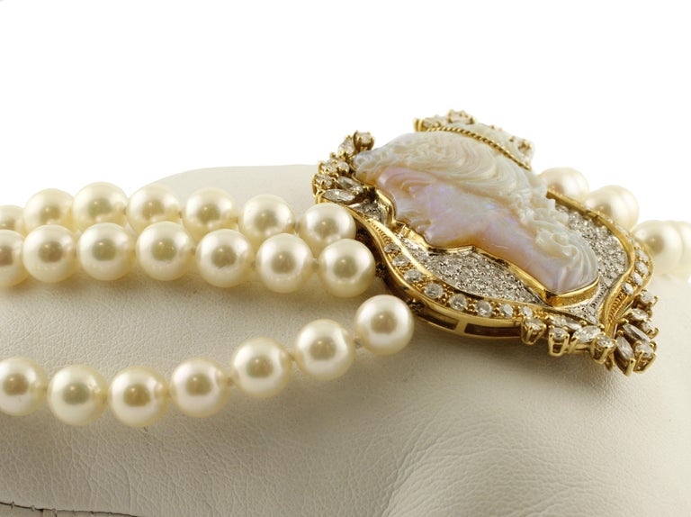Diamonds, Opals, Akoya Pearls, 18 Karat Gold, Multi-Strands Beaded ...
