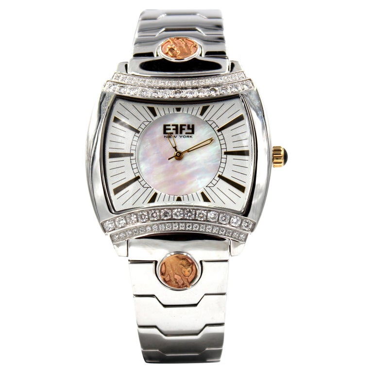 Diamonds Pave Dial Luxury Swiss Quartz Exotic Leather Watch For Sale at ...