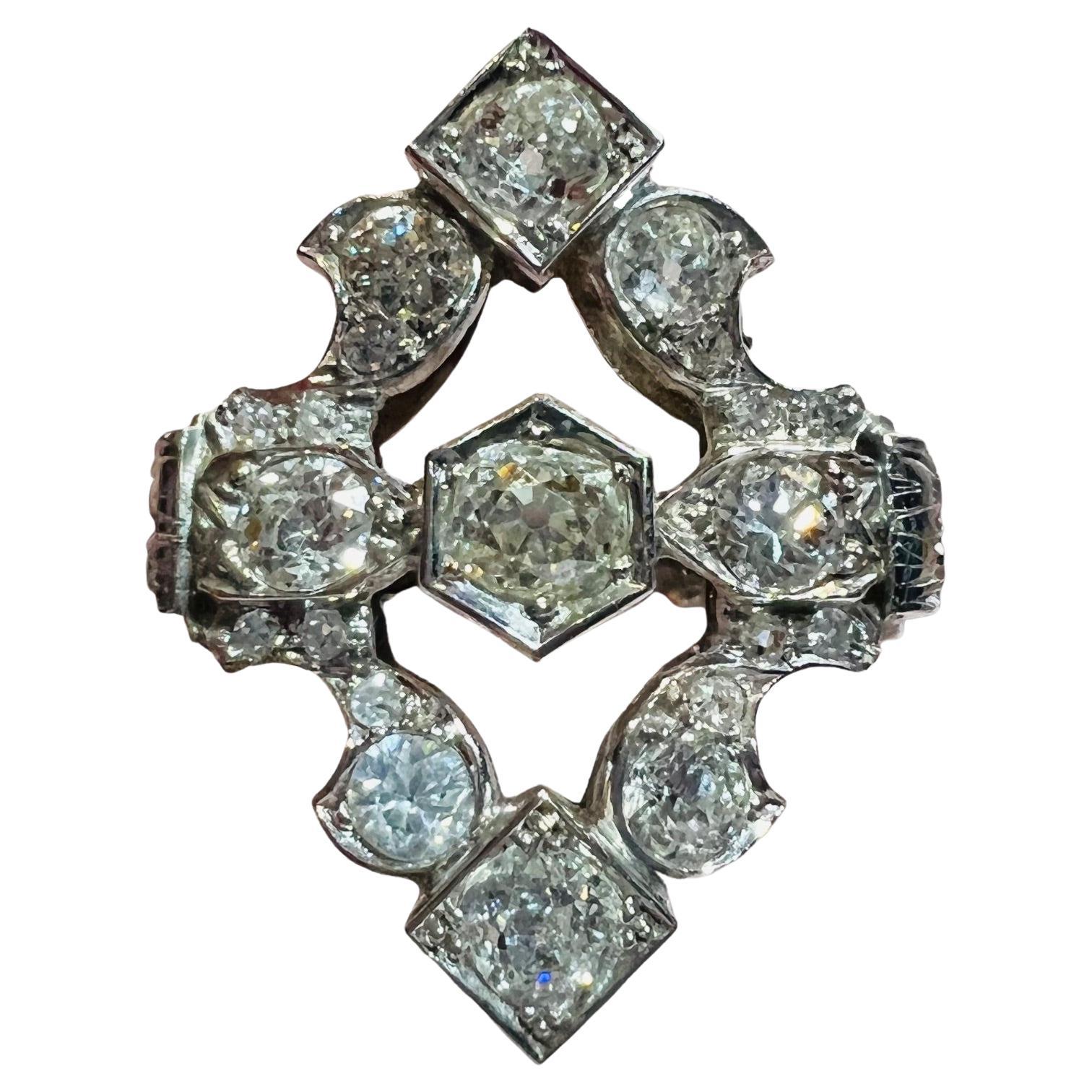 Antique Diamond Silver Gold Cocktail Ring For Sale at 1stDibs