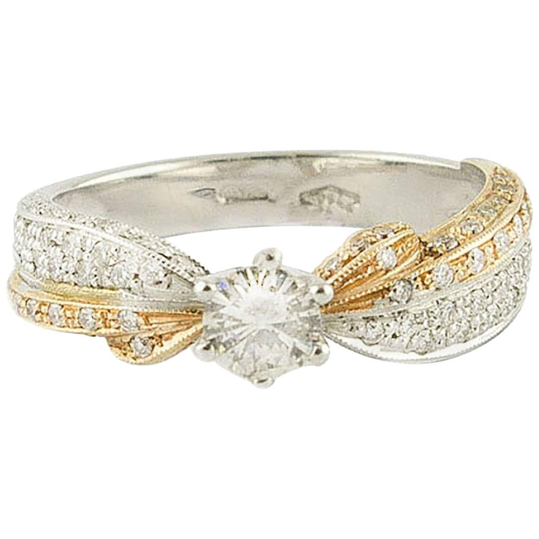 Denise Betesh 1.22 Carat Rose-Cut White Diamond Solitaire Gold Handmade ...