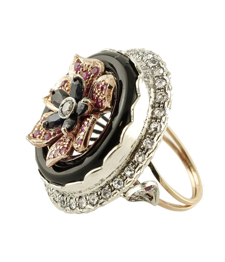 Diamonds Rubies Australian Blue Sapphire Onyx Rose Gold and Silver ...