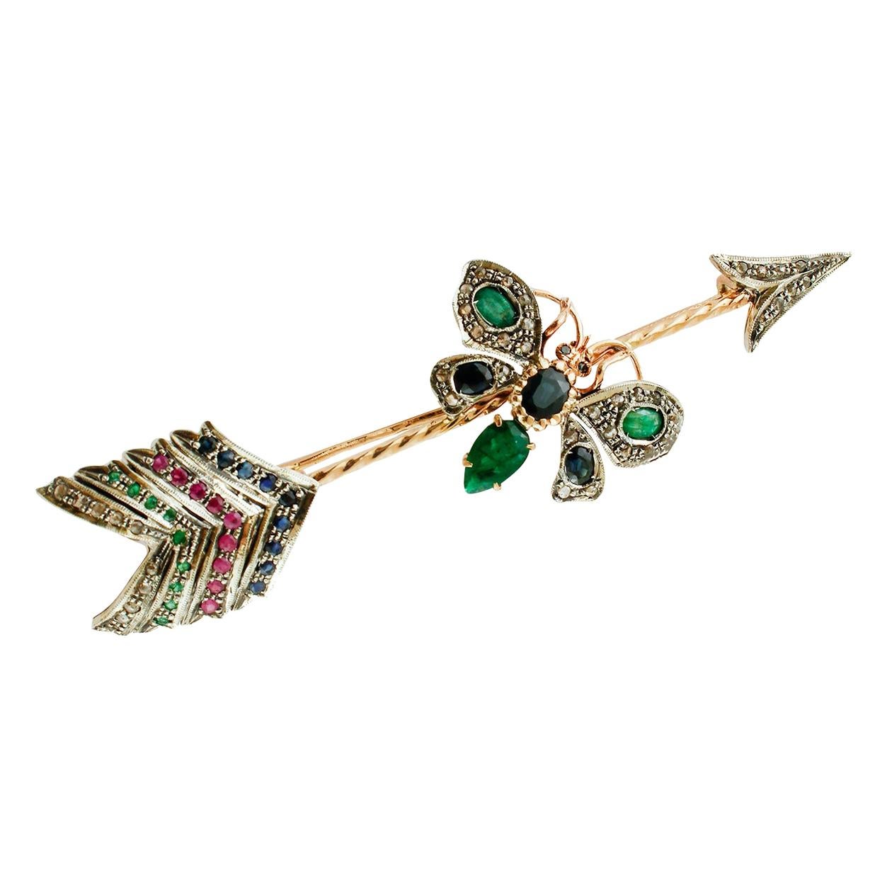 Art Deco Ruby and Diamond Arrow Brooch For Sale at 1stDibs