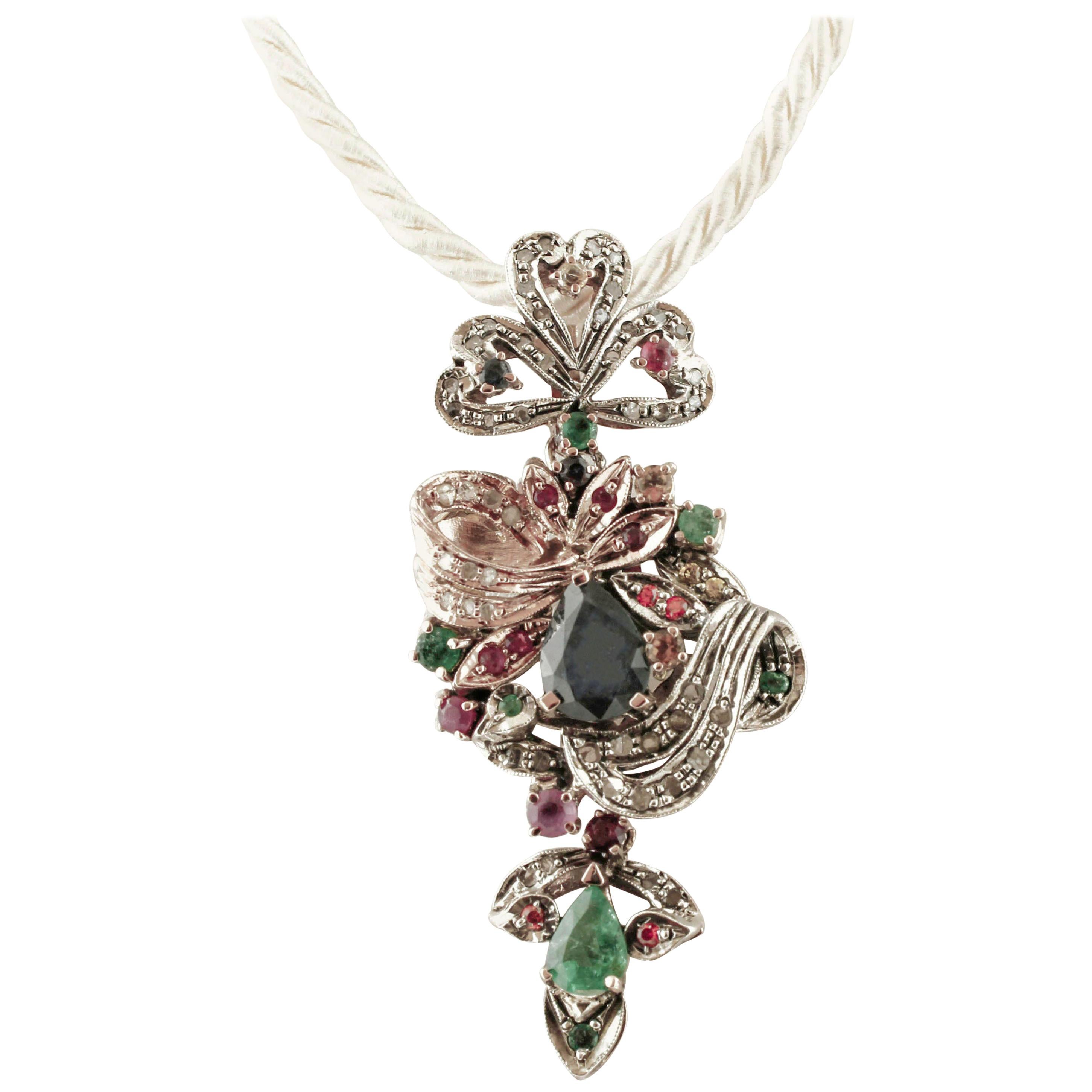 Handcrafted Italian Rose Gold Ruby Emerald and Sapphire Dragonfly ...