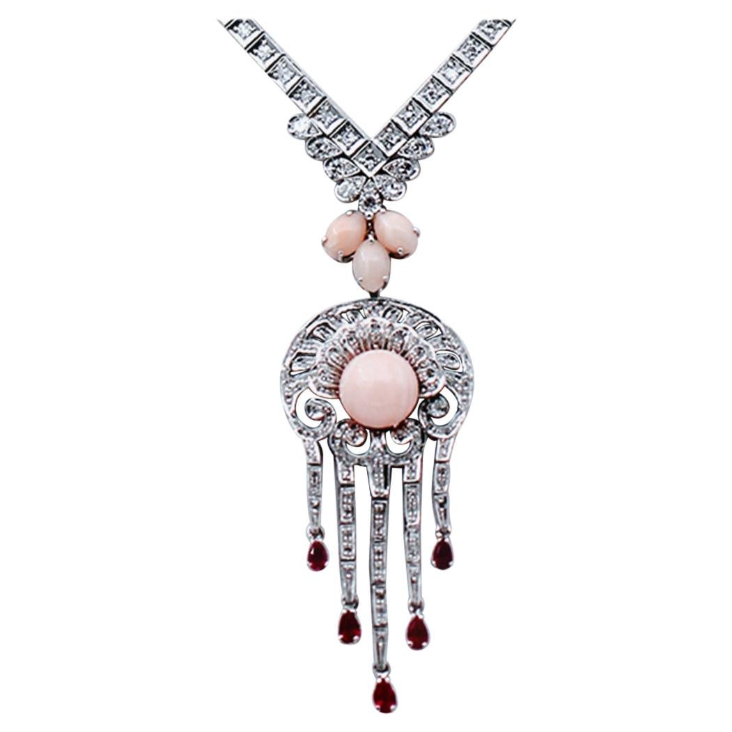 4.27 Carat Natural Pink Sapphire Ruby Diamonds Necklace 14 Karat For ...