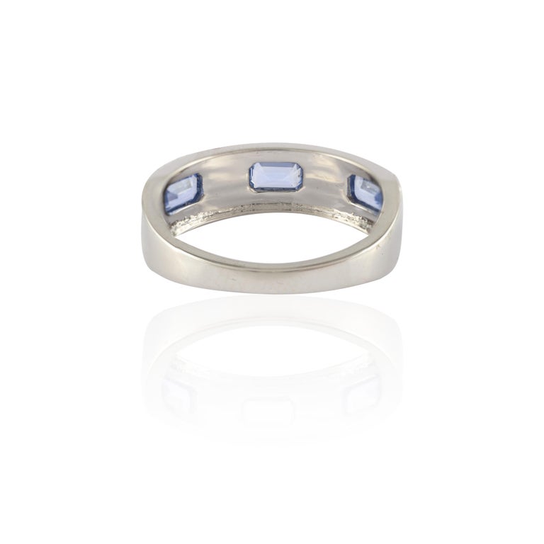 Customizable Diamonds Three Stone Blue Sapphire Engagement Ring in 14k ...