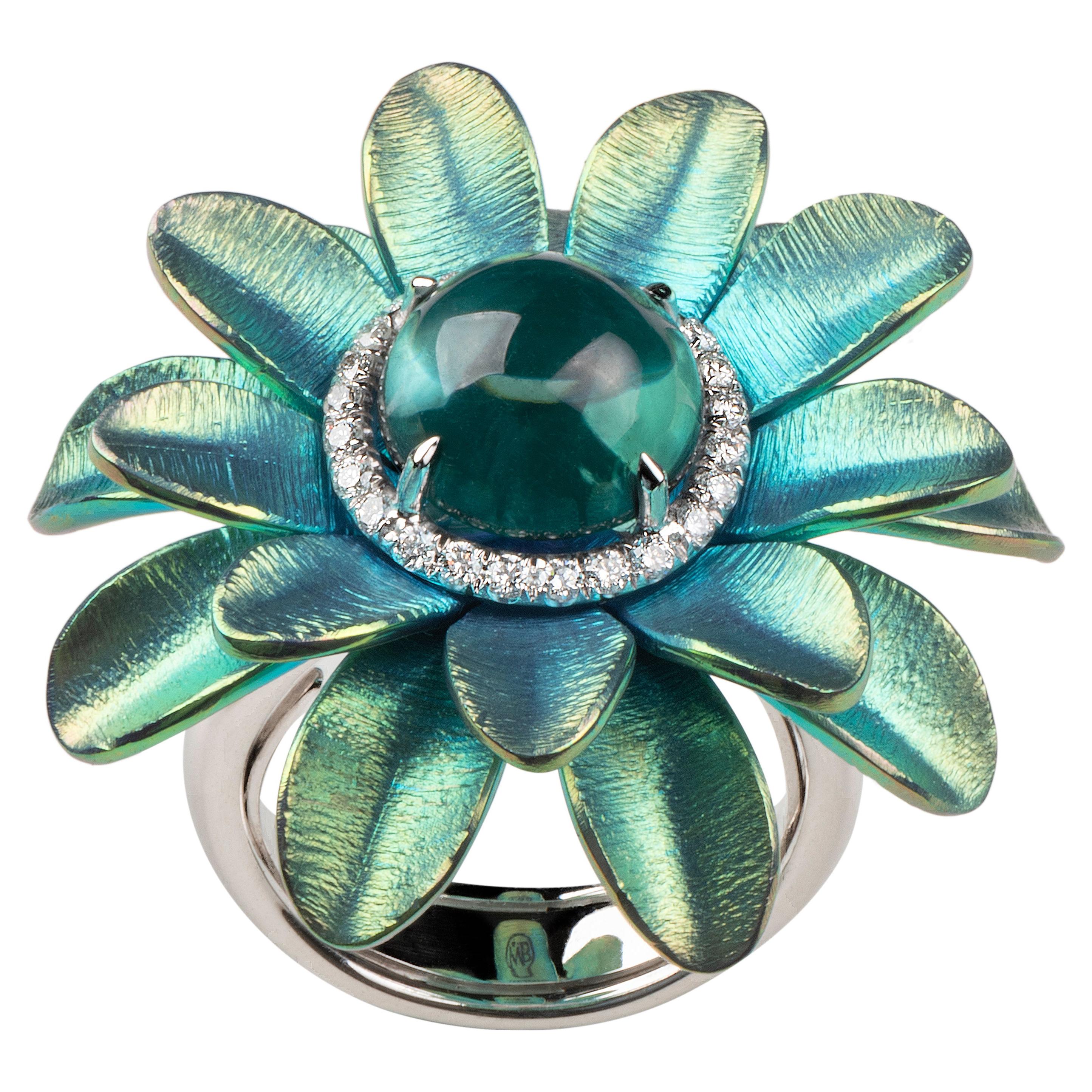 Unique 6.07 Ct Certificated Emerald Diamonds Titanium Gold Made in ...