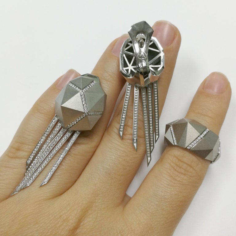 Customizable Diamonds White 18 Karat Matte Gold Geometry Small Suite ...