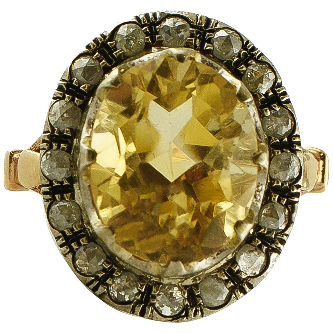 French Antique Topaz Diamond Gold Ring at 1stdibs