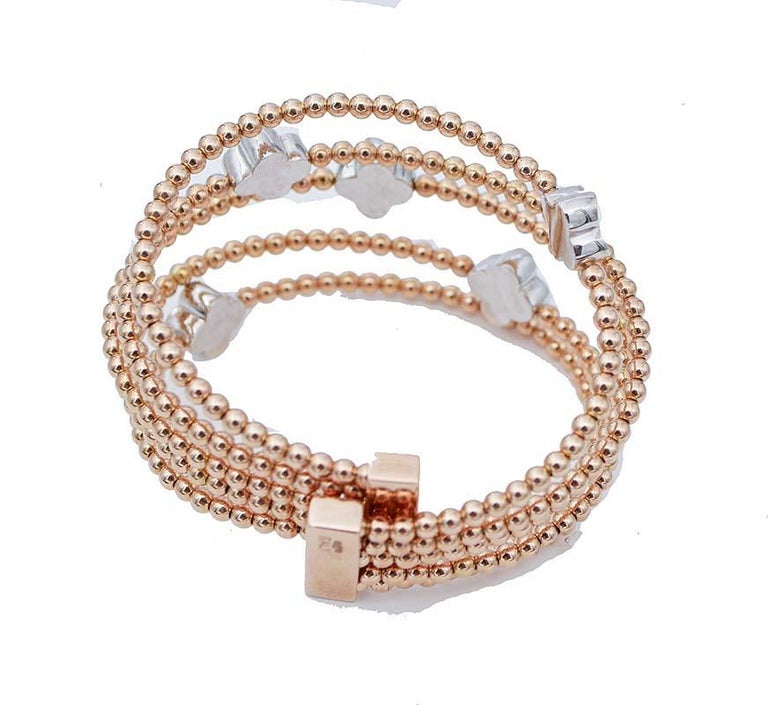 Diamonds, 18 Karat Rose and White Gold Modern Bracelet For Sale at 1stDibs