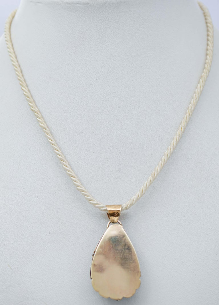 Diamonds,Rubies,Musk Quartz,Pearls,Rose Gold and Silver Pendant ...