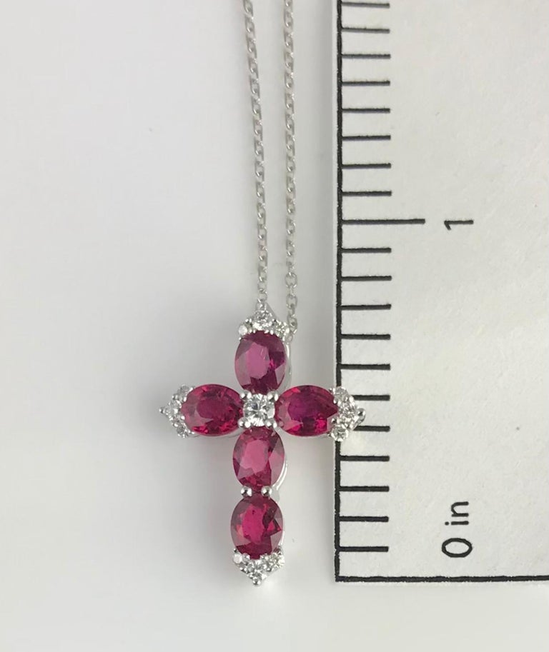 1.53 Carat Fine Burmese Ruby and Diamond Cross Pendant in 18k Gold For ...